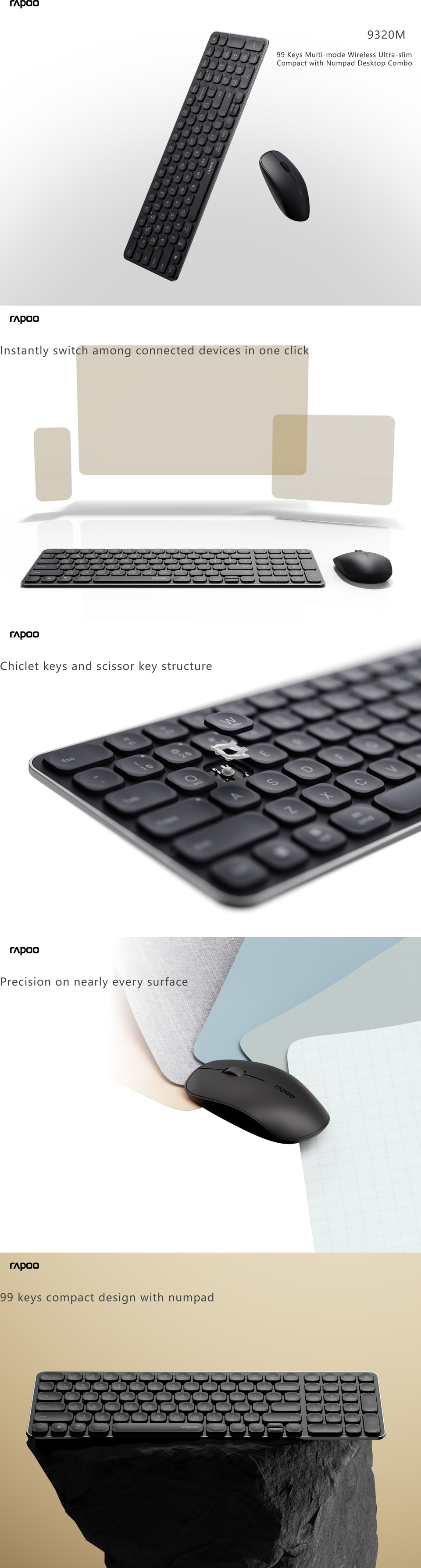 RAPOO 9320M Wireless Multi-Mode Keyboard and Mouse | Computer Alliance