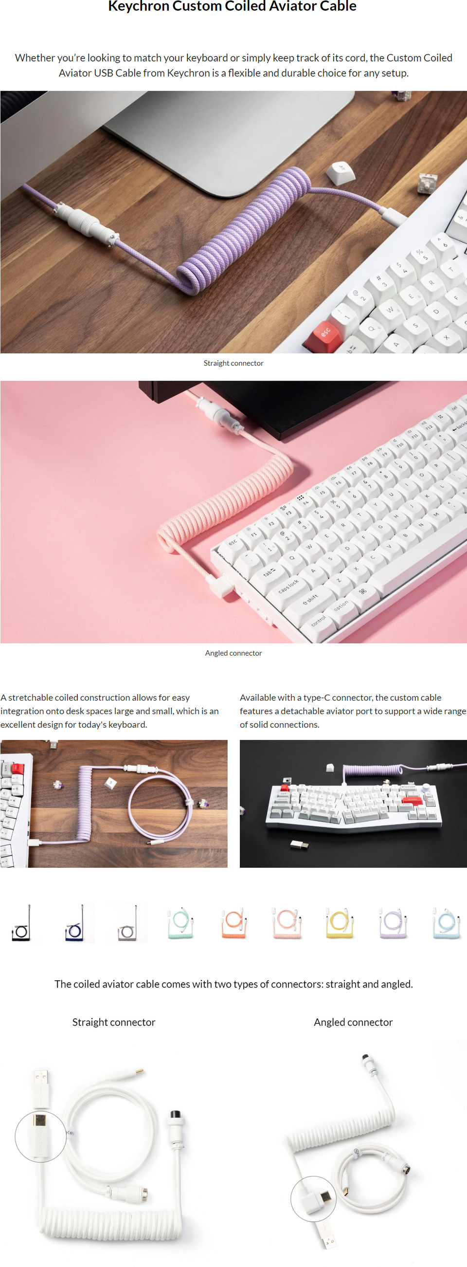 Keychron Coiled Aviator Cable Black | Computer Alliance