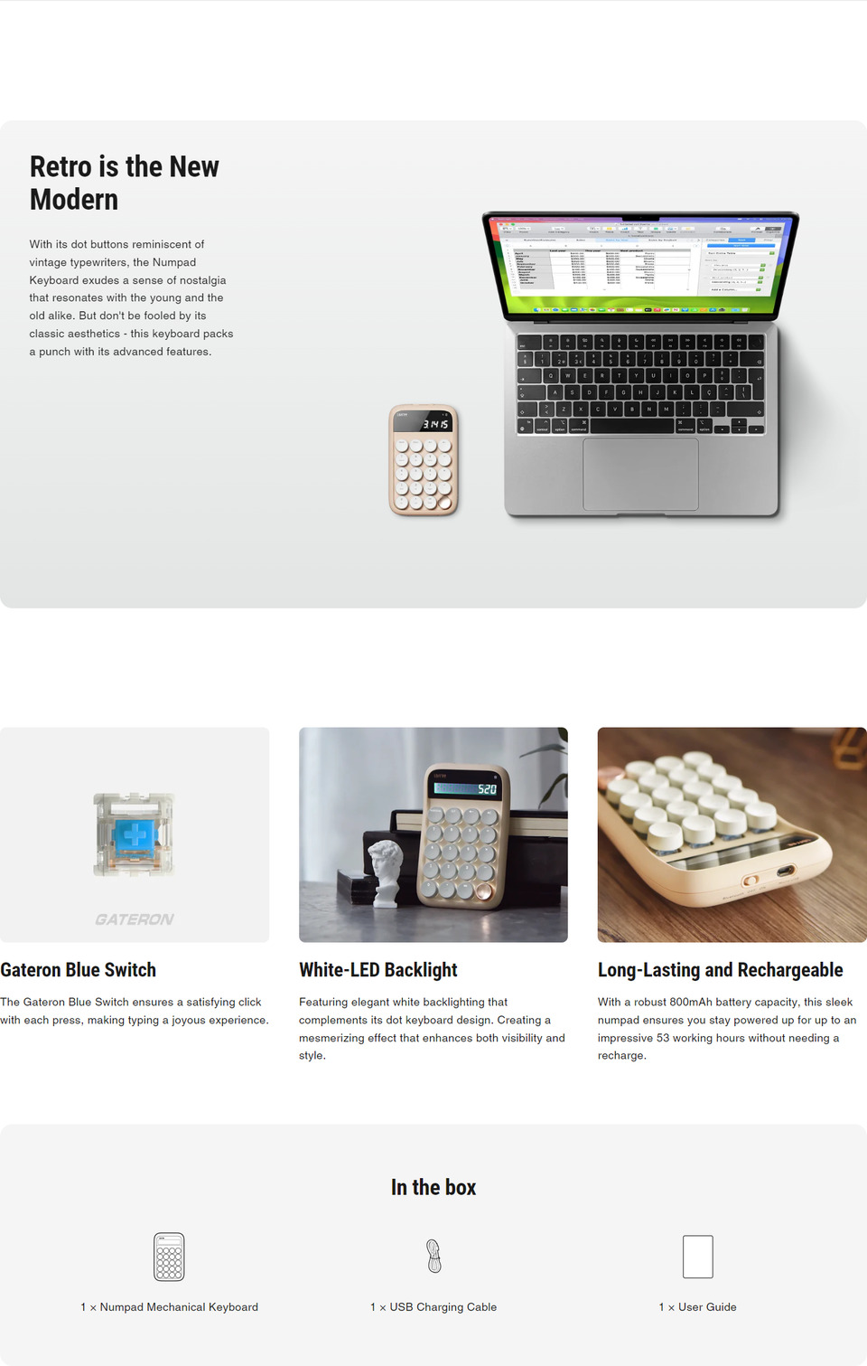 Lofree Dual-Mode Wireless Numpad and Calculator with Clicky Blue Switch ...