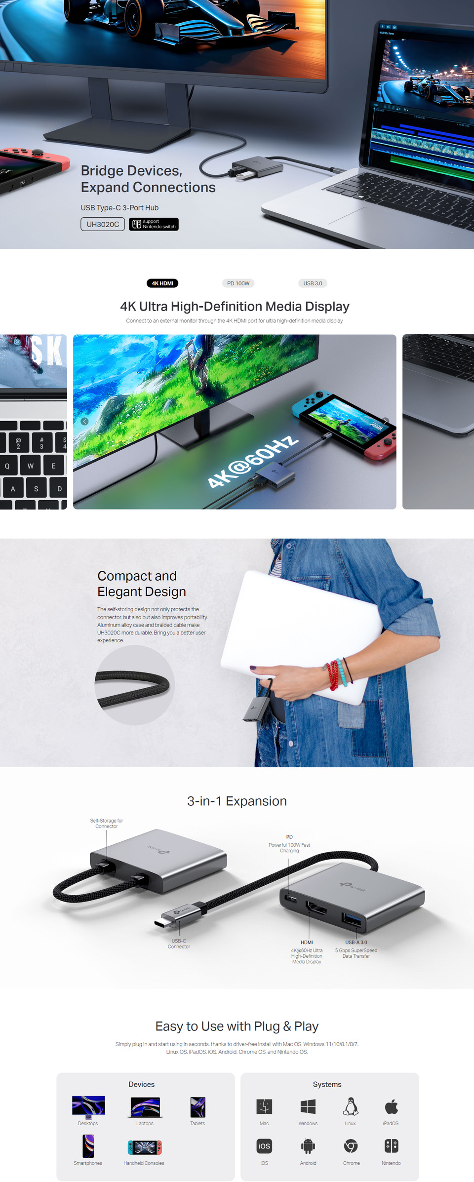 TP-Link UH3020C USB Type-C 3 in 1 Hub | Computer Alliance