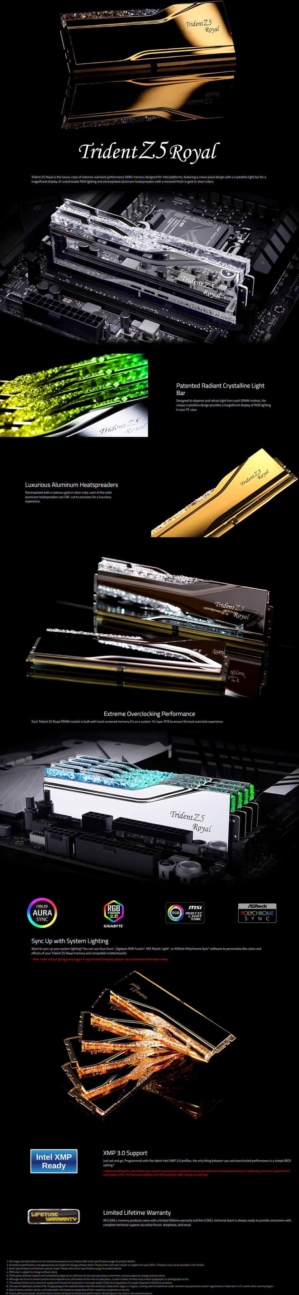 48GB DDR5 (2x24GB) G.Skill 7200MT/s Trident Z5 Royal RGB XMP RAM Gold | CA