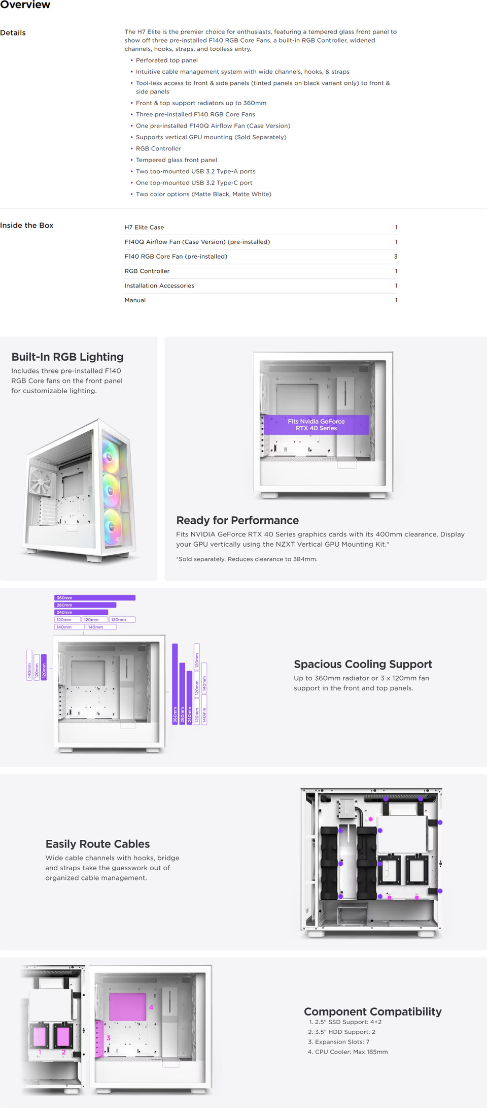 NZXT ATX H7 Elite V2 White ATX Case CM-H71EW-02 | Computer Alliance