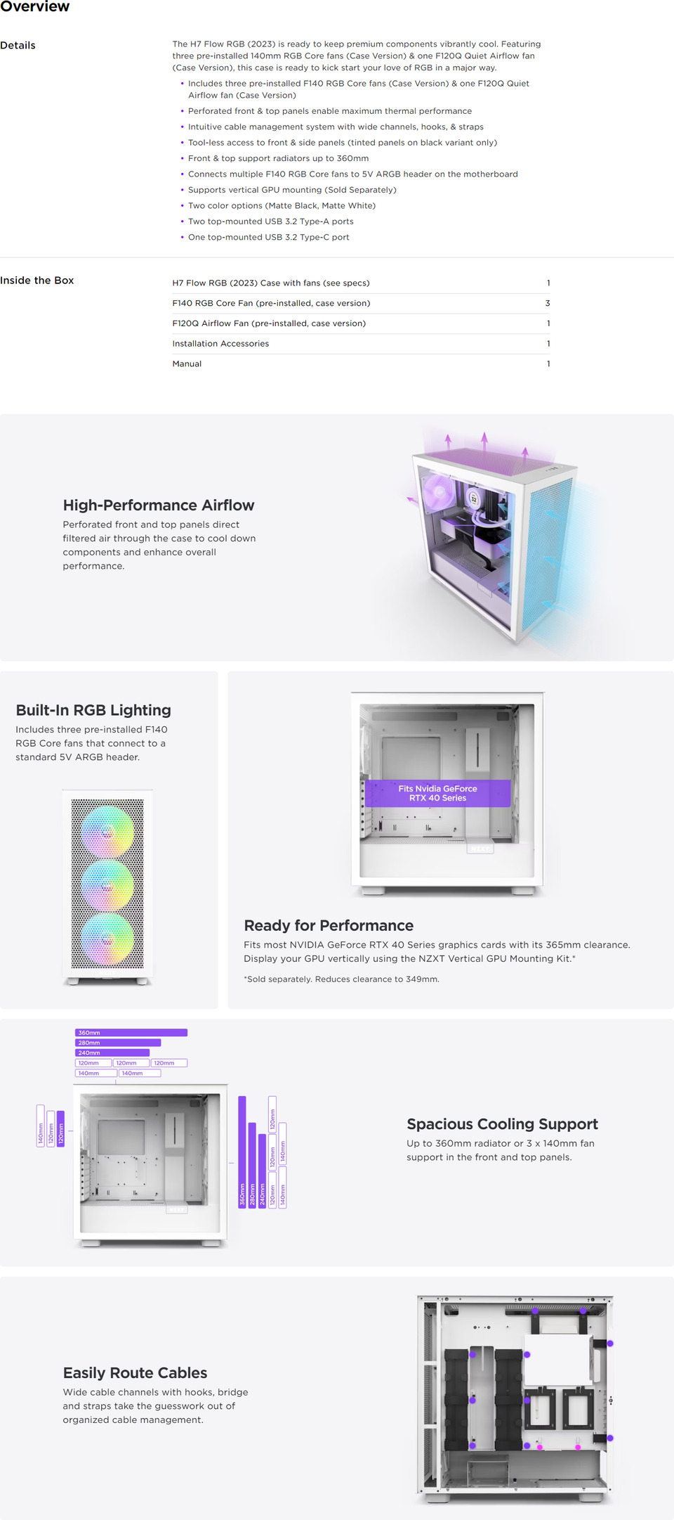 NZXT ATX H7 Flow RGB White ATX Case CM-H71FW-R1 | Computer Alliance