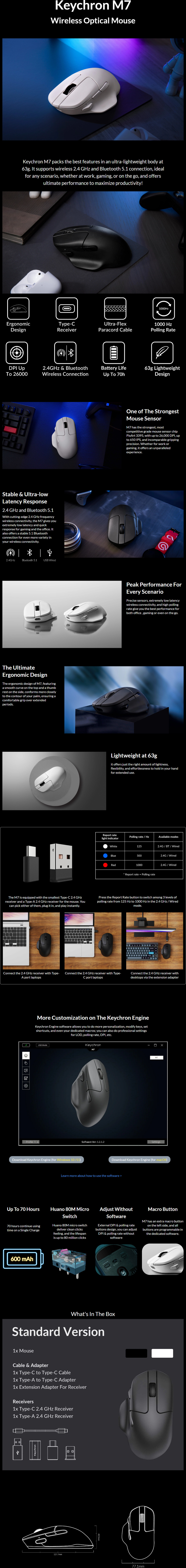 Keychron M7 Wireless Mouse White | Computer Alliance