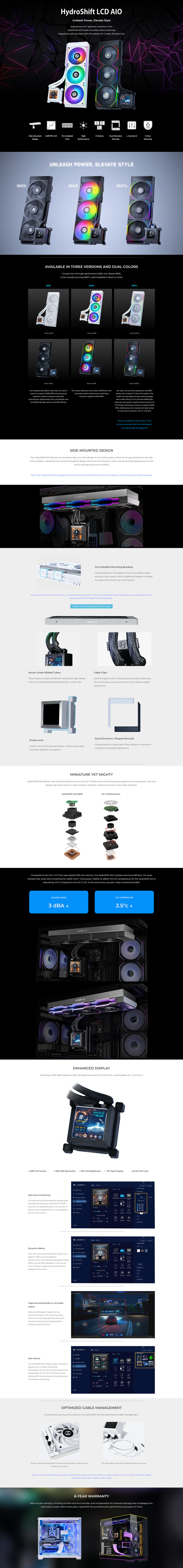 Lian Li HydroShift LCD 360 AIO Liquid CPU Cooler White GHSLCD36SW | CA