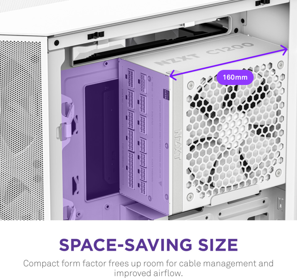 1200 Watt NZXT C1200 Gold ATX 3.1 Gen5 White Power Supply | CA