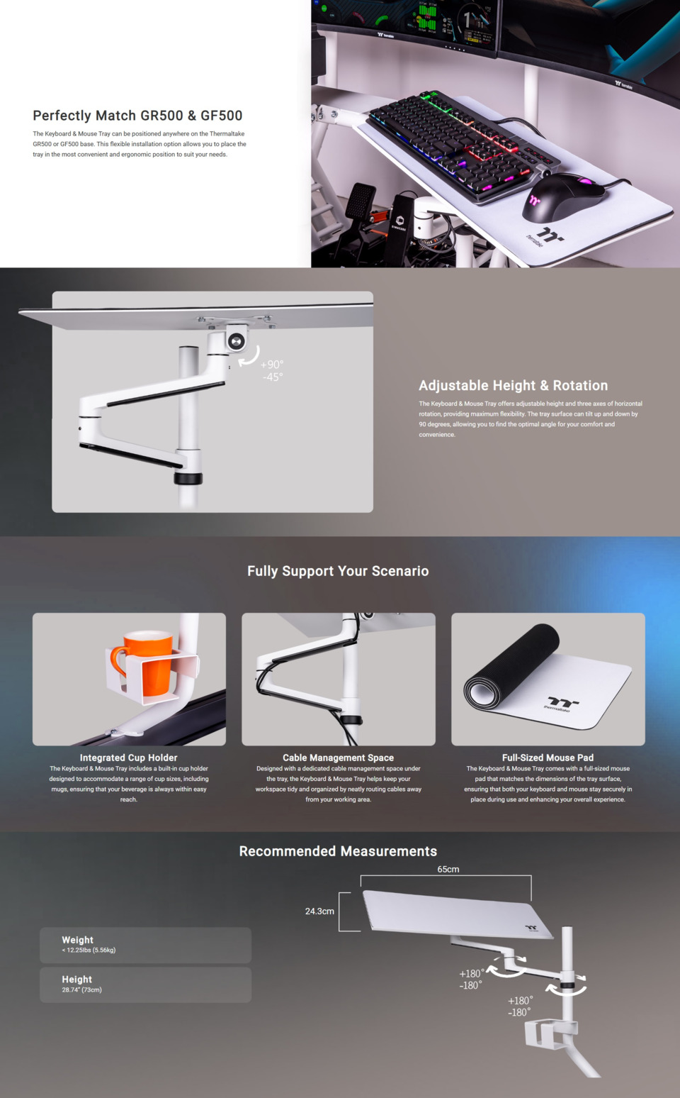 Thermaltake Keyboard & Mouse Tray For Simulator Cockpit White | CA