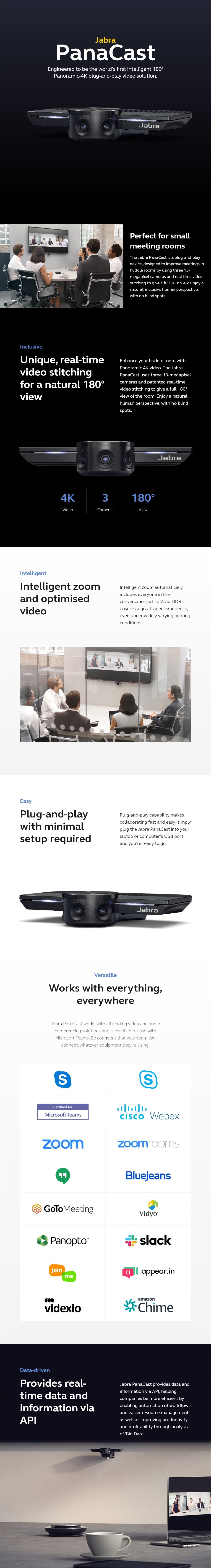 Jabra PanaCast 180 Panoramic 4K Conference Camera 8100-119 | CA