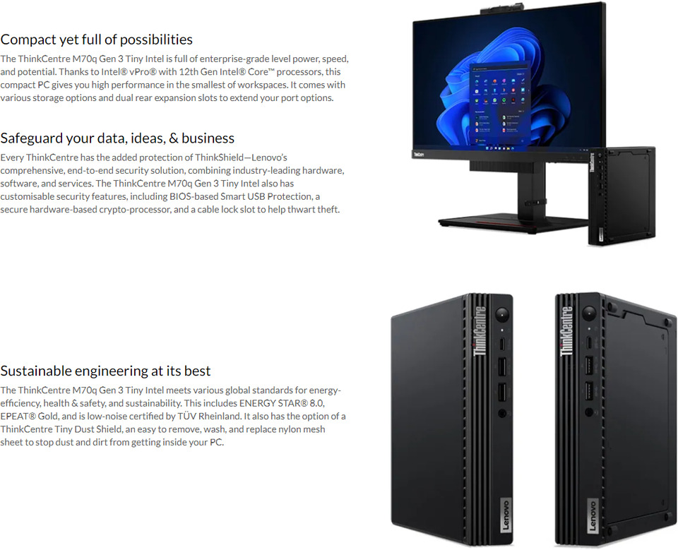 Lenovo ThinkCentre M70Q G3 Tiny Core i7 Desktop Win 11 Pro 11T300A1AU | CA