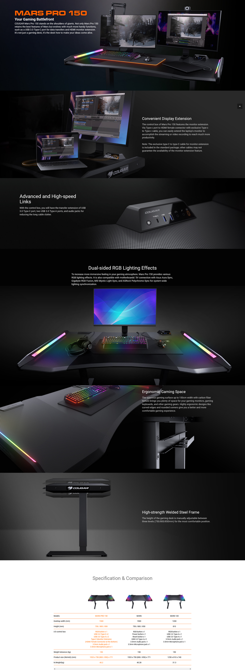 Cougar Mars Pro 150 Gaming Desk | Computer Alliance