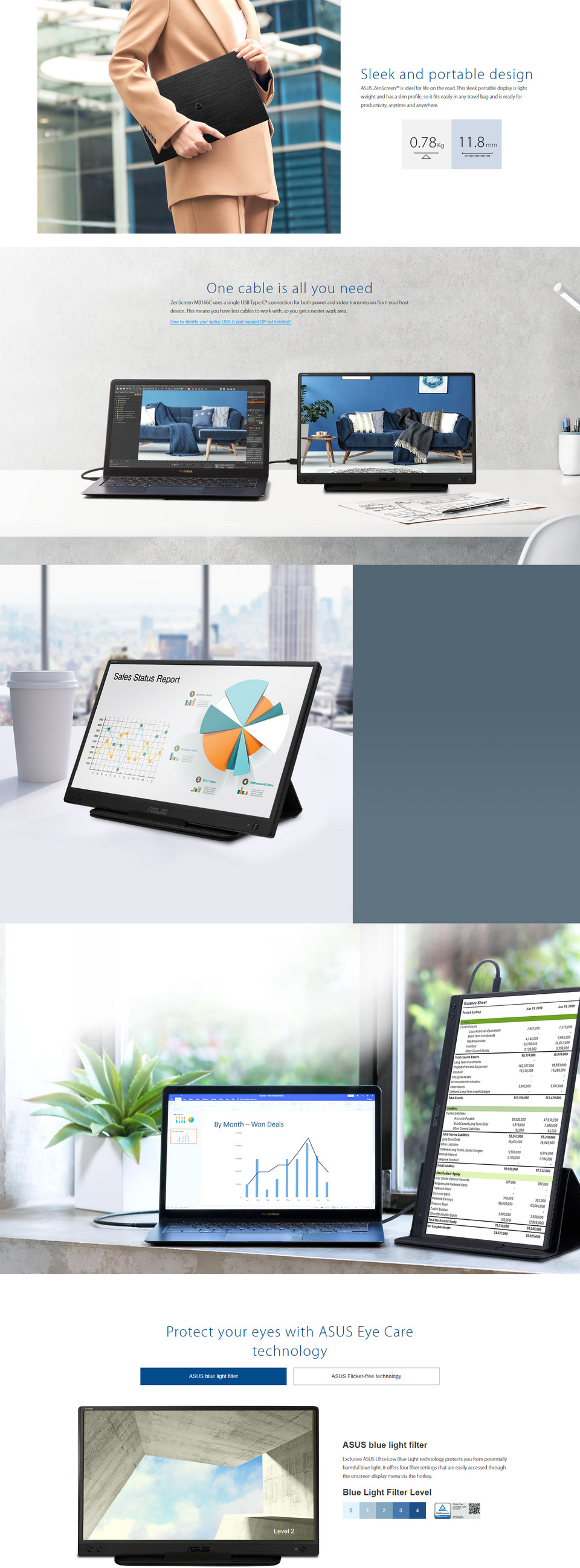 ASUS 15.6" ZenScreen MB166C FHD IPS USB-C Monitor | Computer Alliance