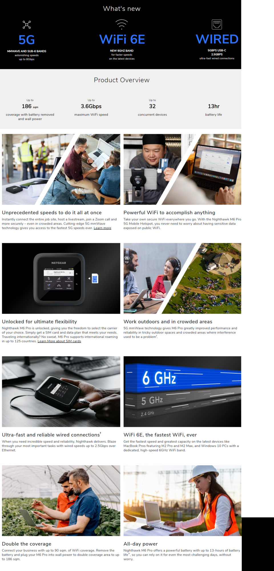 Netgear Nighthawk M6 Pro 5G MR6550-100APS mmWave WiFi 6E Mobile Hotspot ...