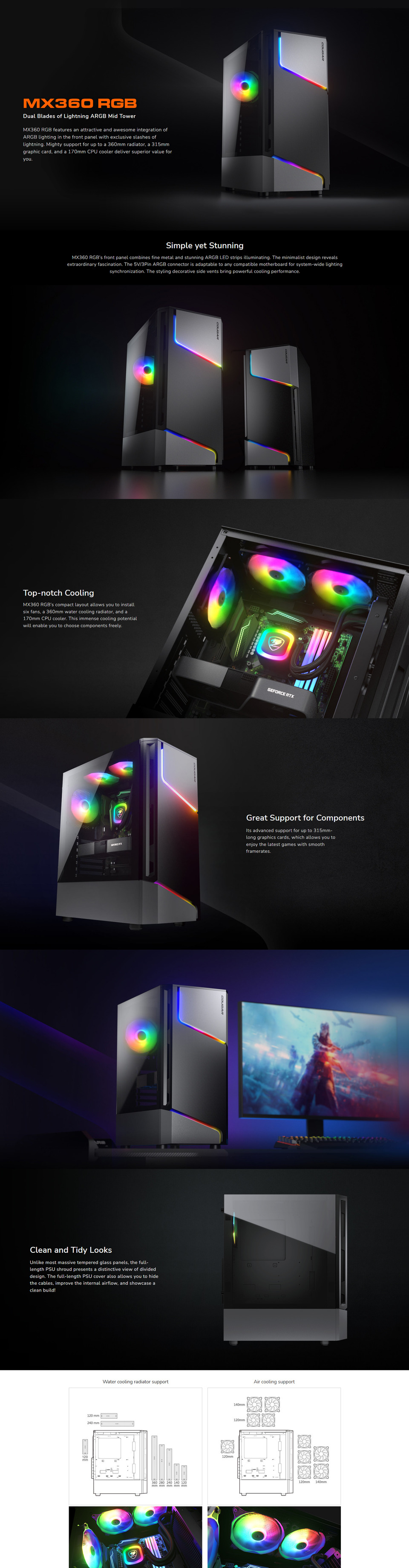 Cougar MX360-RGB ATX Case Black | Computer Alliance