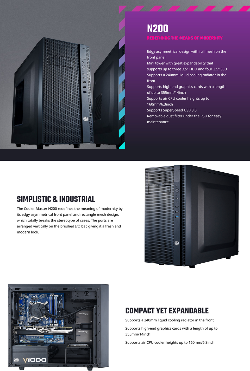 Cooler Master MicroATX MasterBox N200 Case - NSE-200-KKN1 | CA