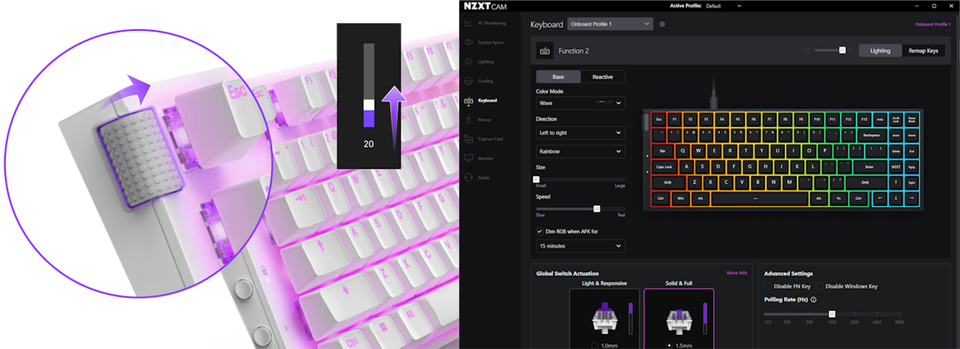 NZXT Full-Size Function 2 Gaming Keyboard White KB-001NW-US | CA