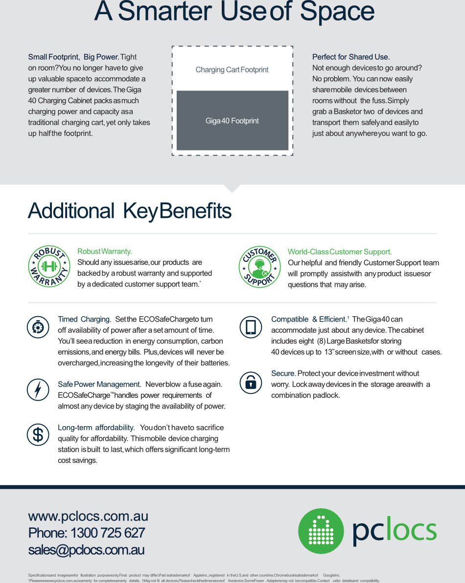 pclocs Giga 40 Charging Cabinet for Devices Up To 13" | CA