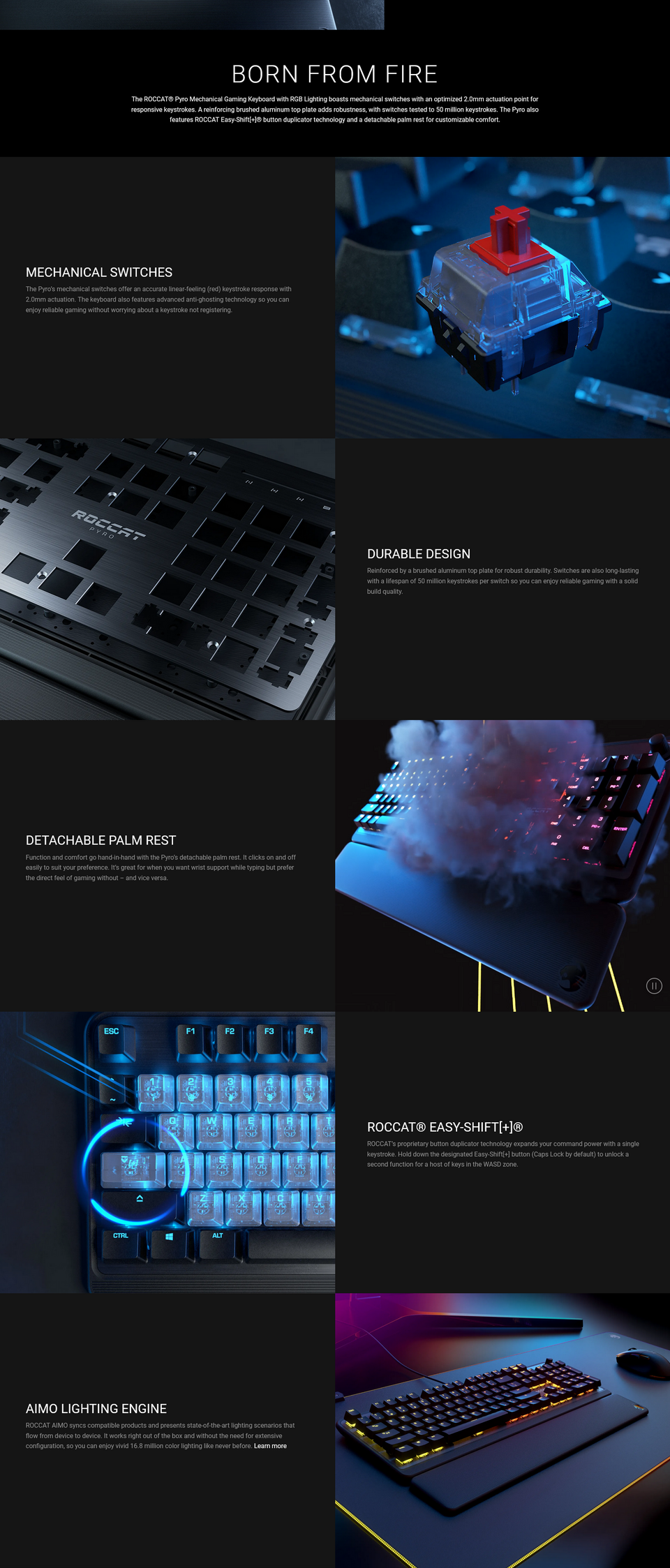 Roccat Pryo Mechanical RGB Red Switches Gaming Keyboard ROC12622 | CA