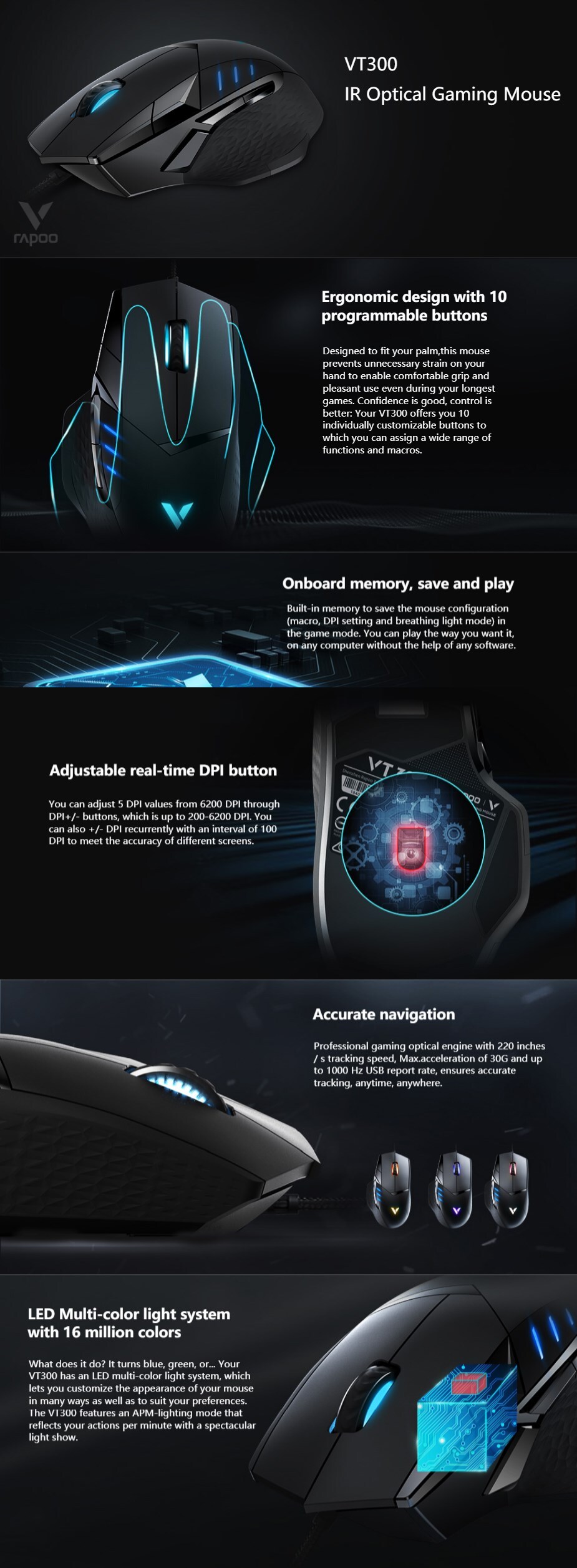 RAPOO VT300 Optical USB Gaming Mouse VT300-IR | Computer Alliance