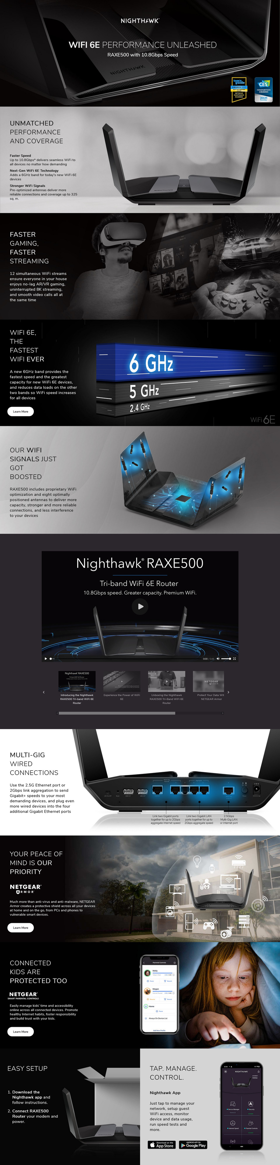 Netgear Nighthawk 12-Stream Wireless-AXE11000 Gigabit Router RAXE500 | CA