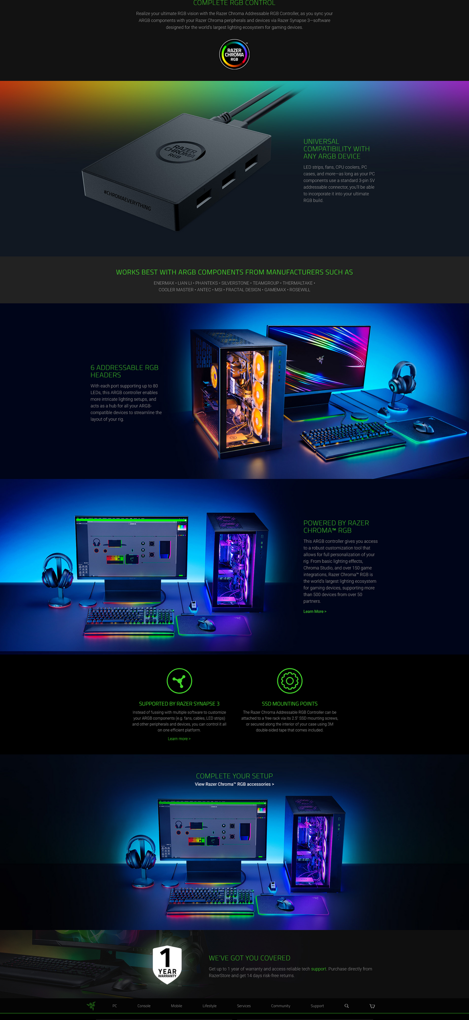 Razer Chroma Addressable RGB Controller RZ34-02140600 | Computer Alliance