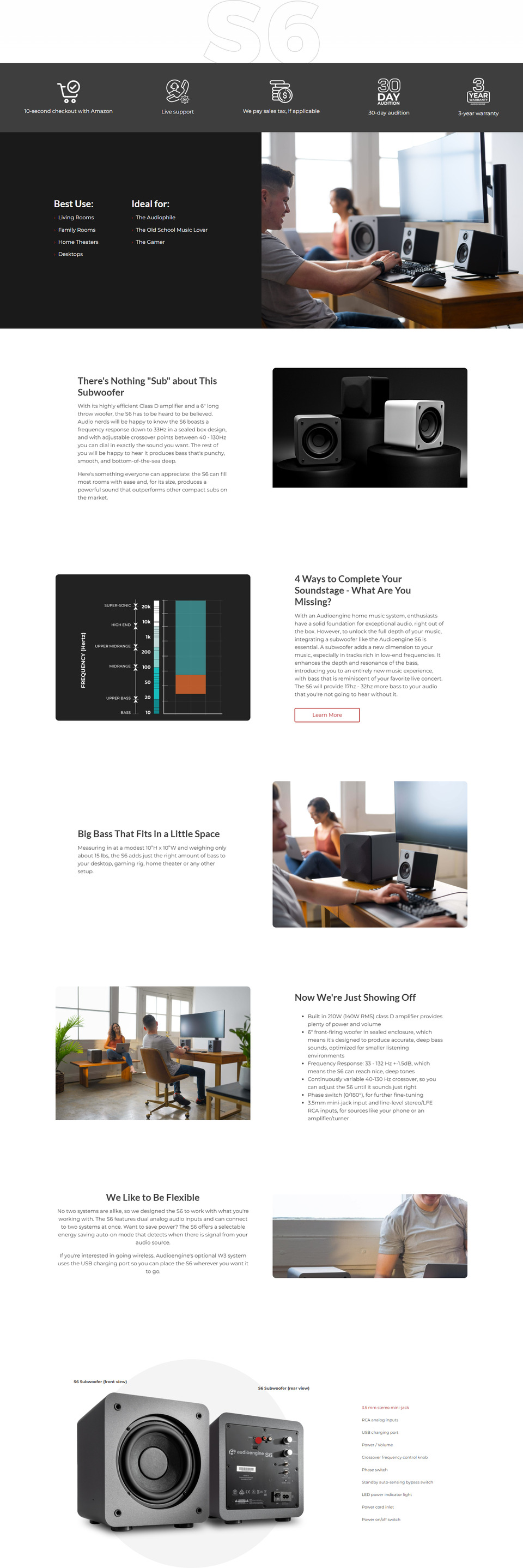 Audioengine S6 Powered Subwoofer White | Computer Alliance