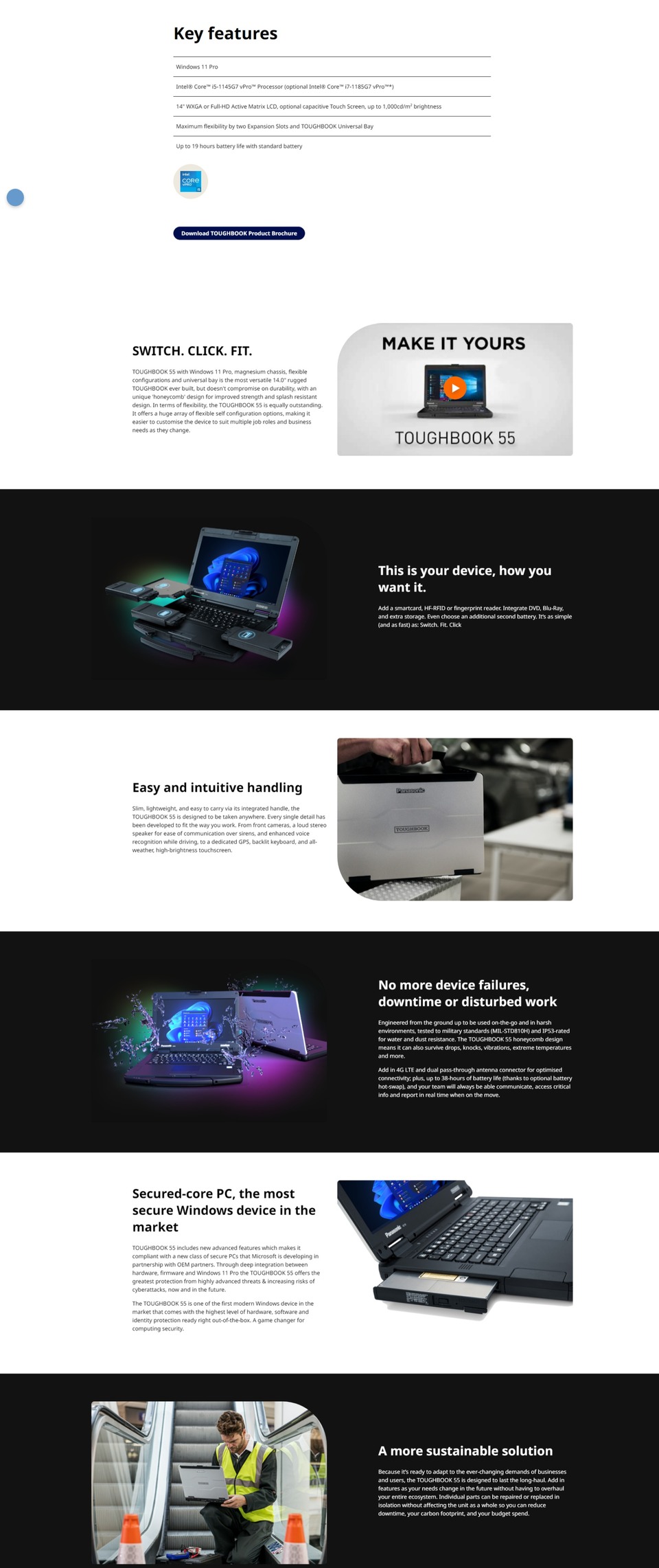 Panasonic Toughbook 55 14" Mk2 Core i5 HD Laptop Windows 11 Pro FZ ...