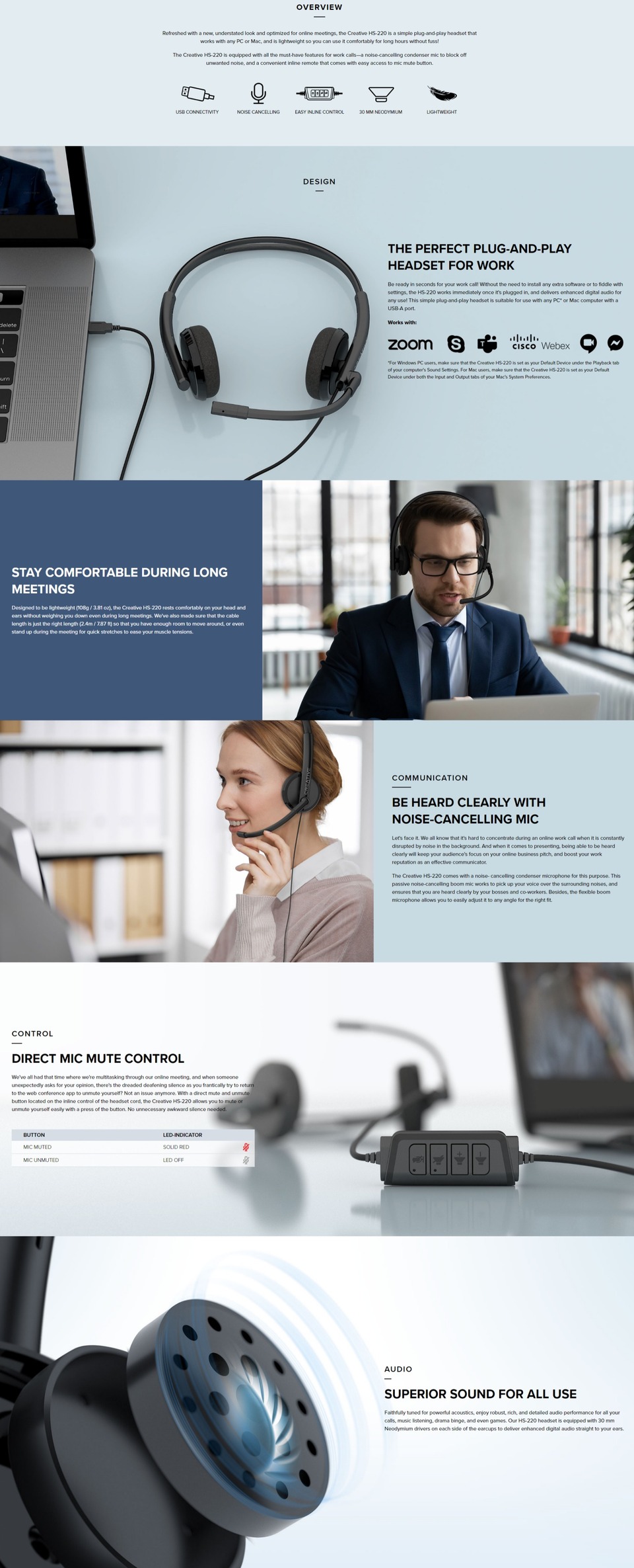Creative HS-220 USB Headset with Noise-cancelling Mic | Computer Alliance
