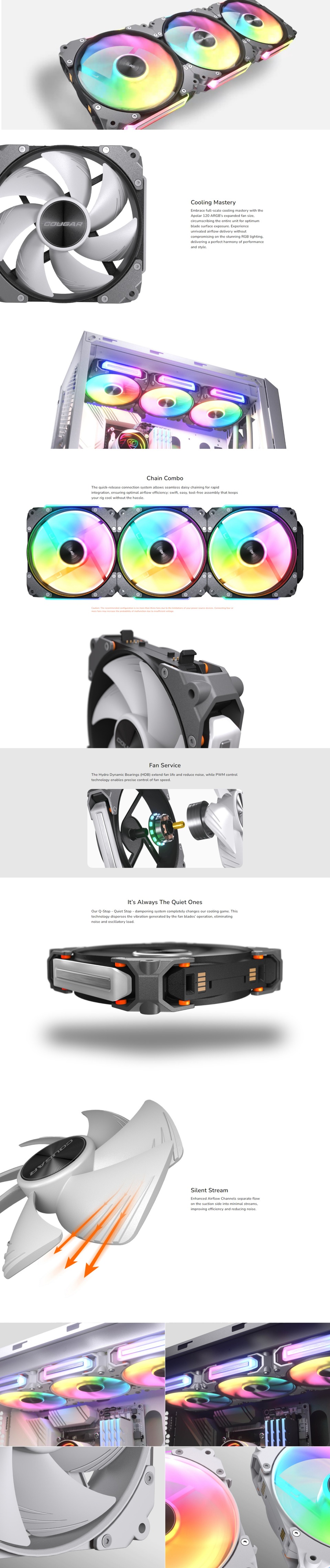 120mm Cougar Apolar ARGB Modular Daisy-Chain Fan Black | Computer Alliance