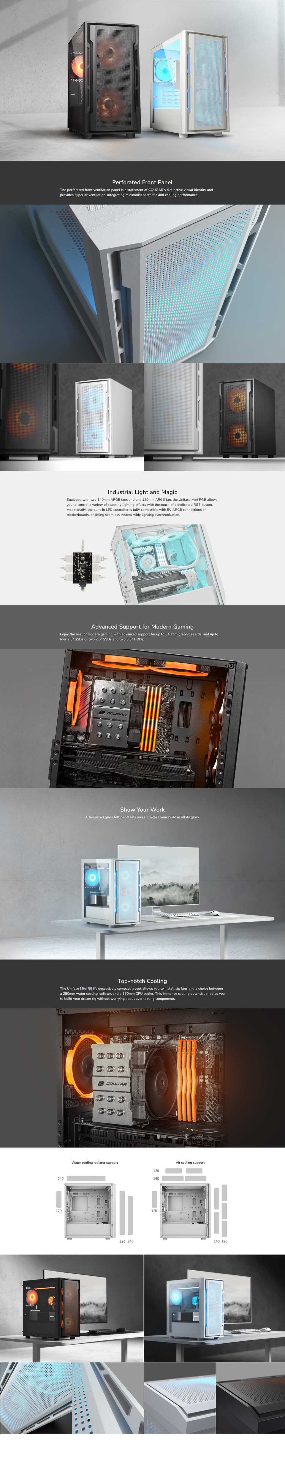 Cougar Uniface Mini RGB MicroATX White Case | Computer Alliance