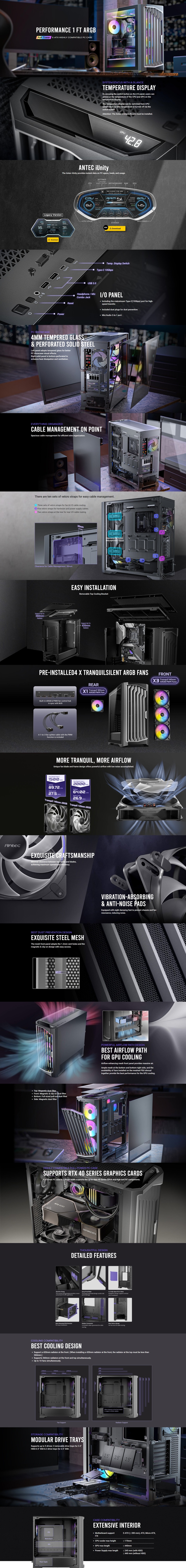 Antec E-ATX Performance 1 FT ARGB Black Case | Computer Alliance