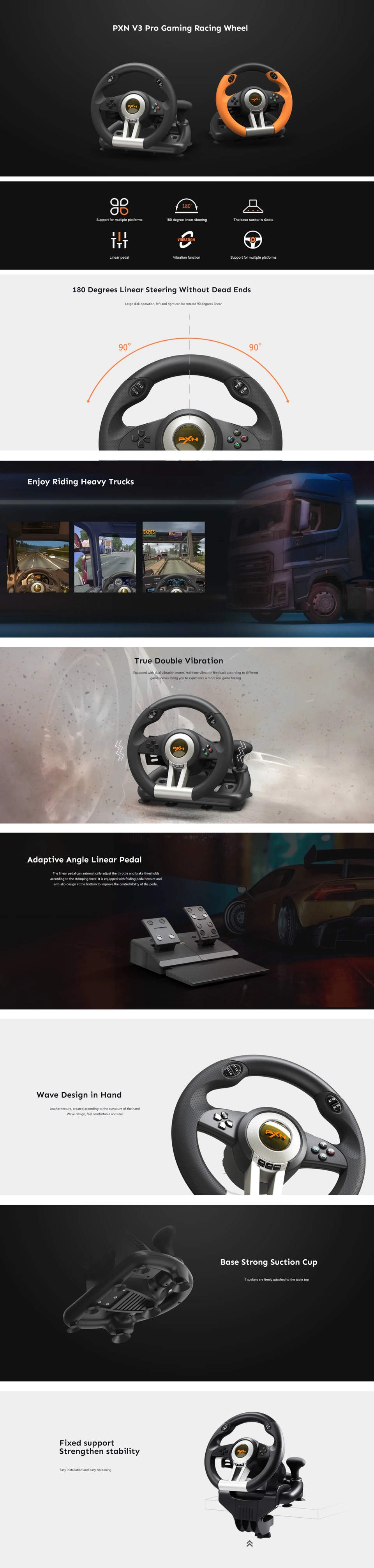 PXN V3Pro Game Racing Wheel Black | Computer Alliance