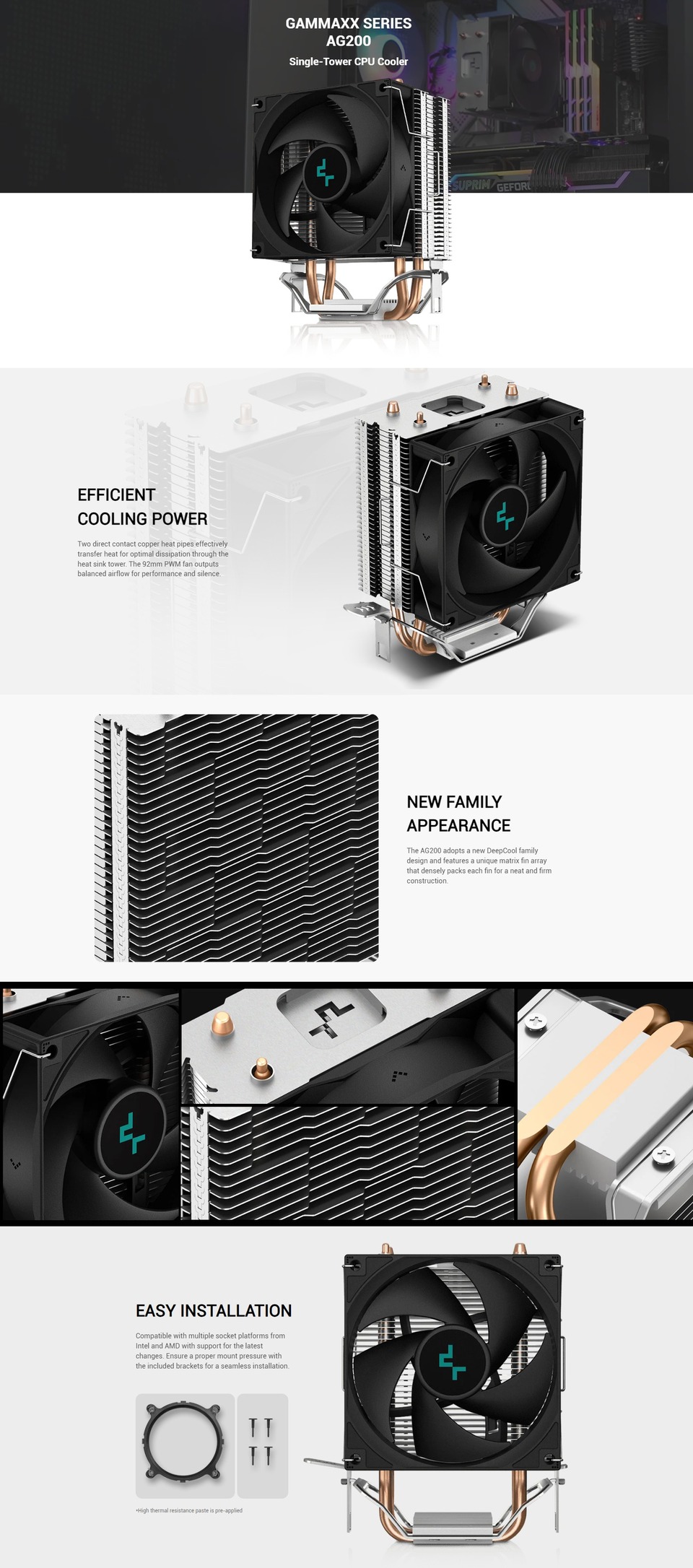 Deepcool AG200 CPU Cooler R-AG200-BKNNMN-G | Computer Alliance