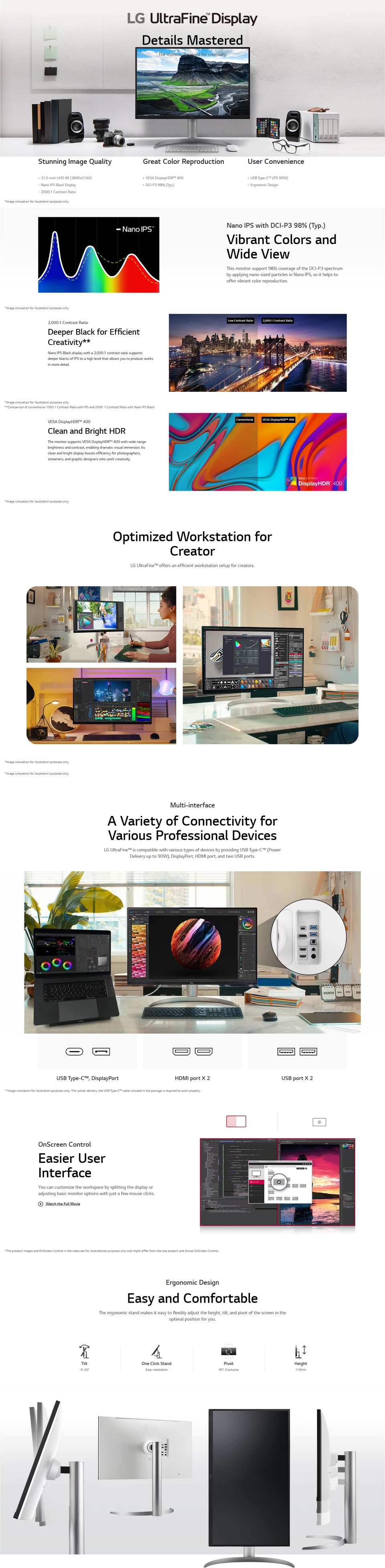 32" LG 32BQ85U-W UHD USB-C Nano IPS Monitor | Computer Alliance