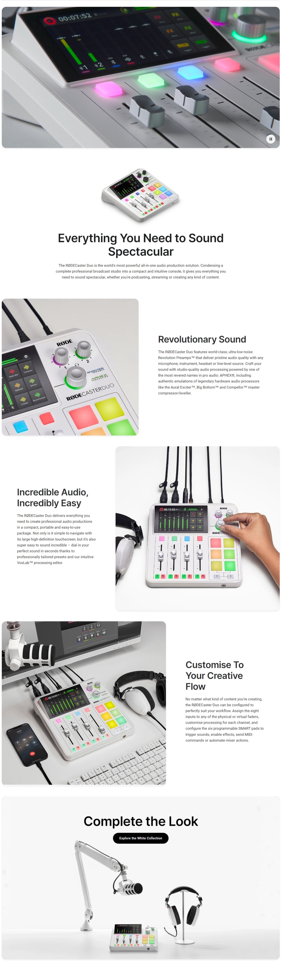 RODE White RODECaster Duo Integrated Audio Production Studio | CA