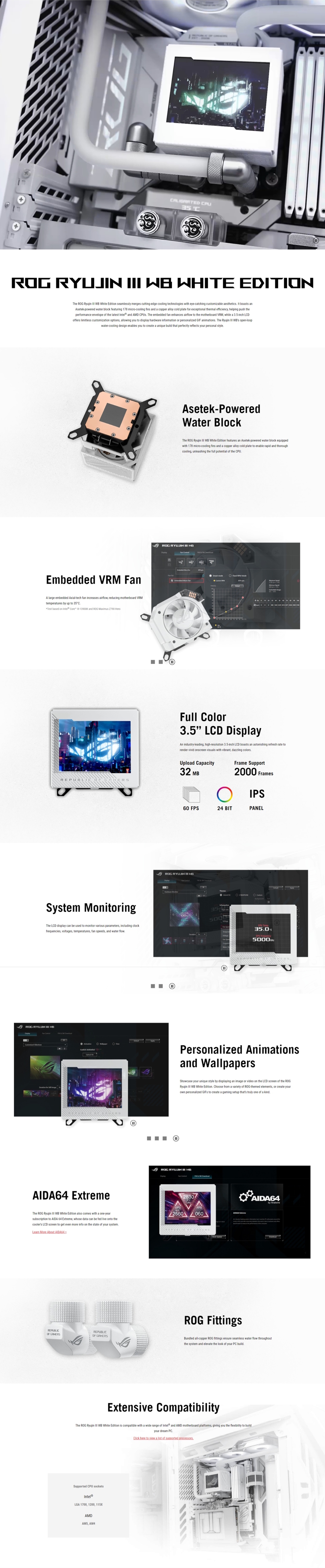 ASUS ROG RYUJIN III LCD Water Block White | Computer Alliance