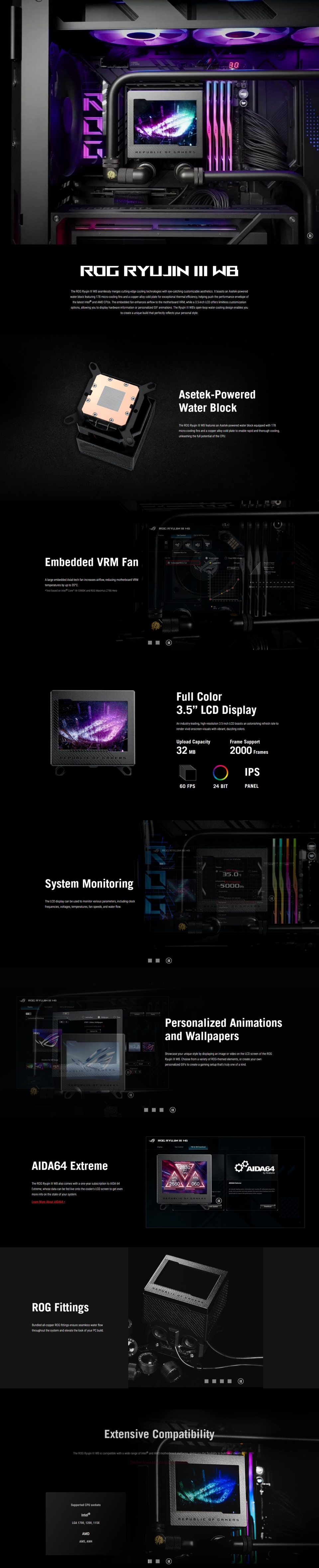 ASUS ROG RYUJIN III LCD Water Block Black | Computer Alliance