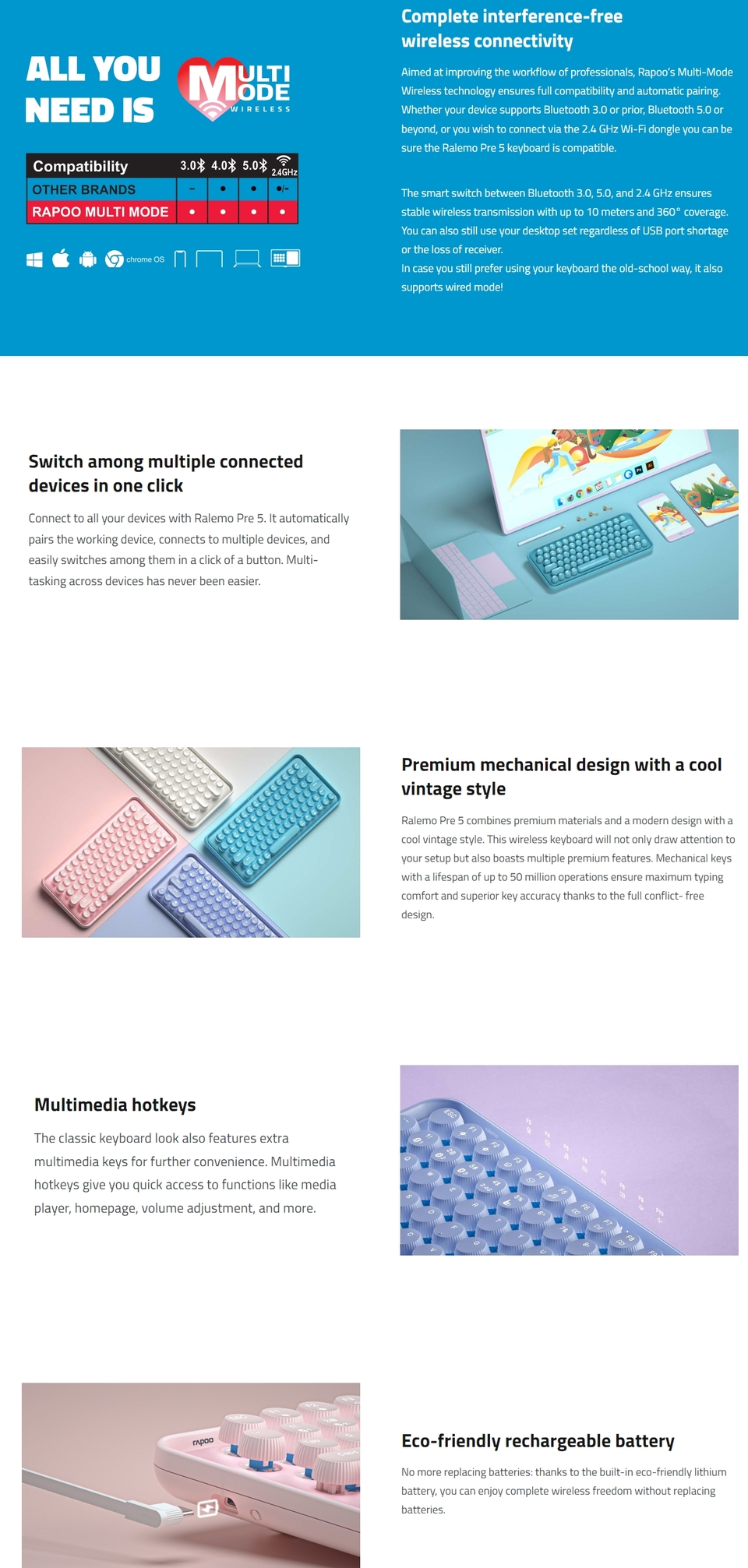 Rapoo Ralemo Pre 5 Multi-mode Wireless Mechanical Keyboard | CA