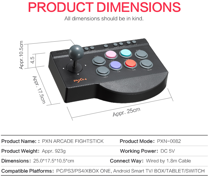 PXN-0082 Arcade Fighting Stick Black | Computer Alliance