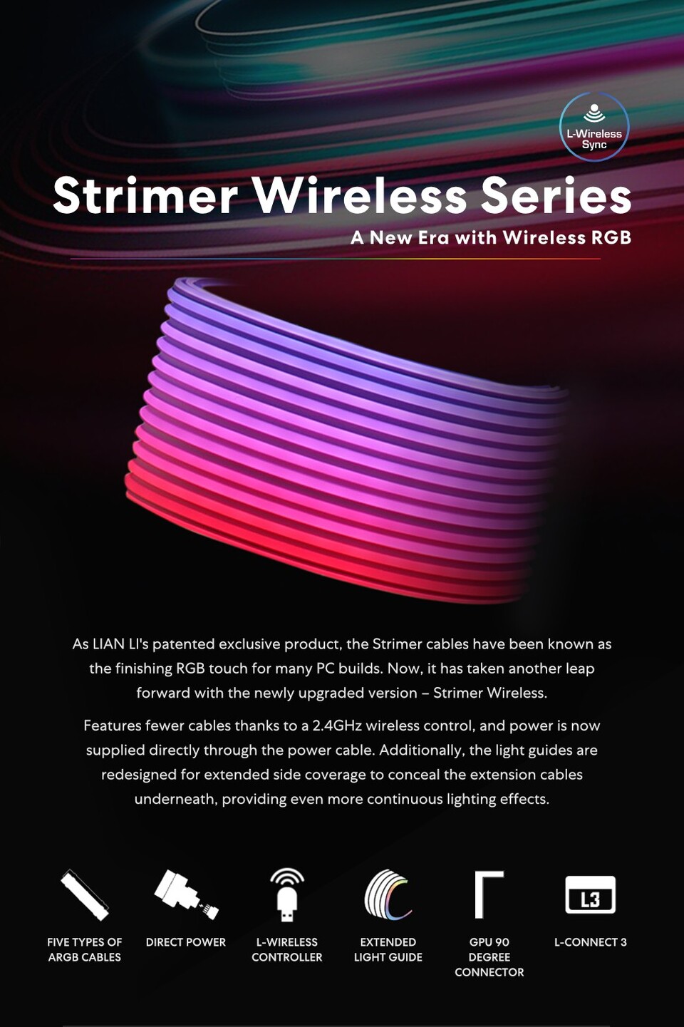 Lian Li PW24-1W Strimer Wireless 24-Pin Adapter Cable | Computer Alliance