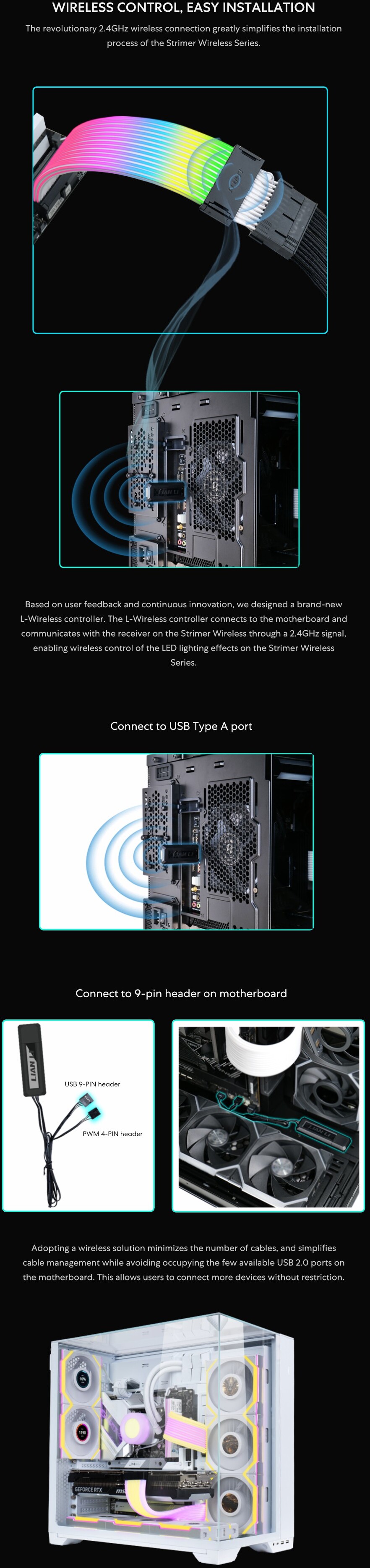 Lian Li PW16-121W Strimer Wireless 12V-2X6 Wide Adapter Cable | CA