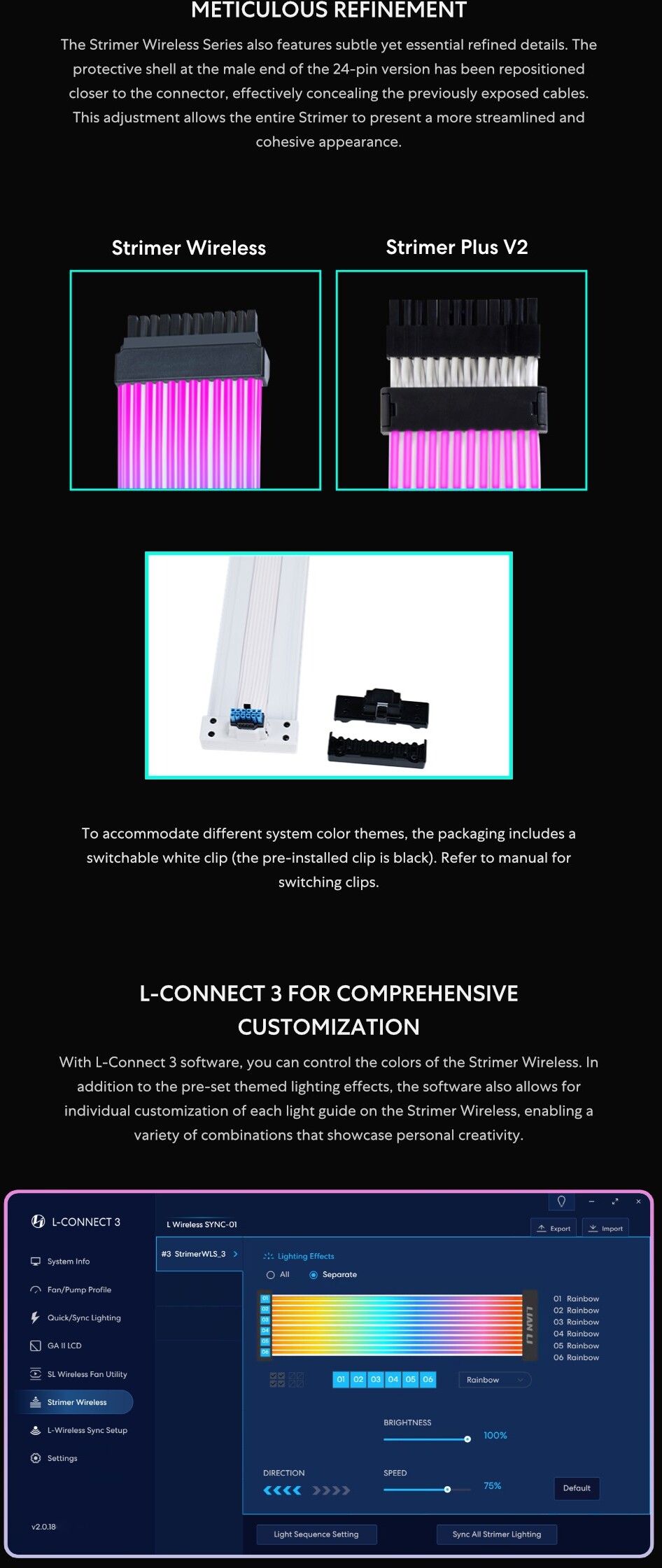 Lian Li PW24-1W Strimer Wireless 24-Pin Adapter Cable | Computer Alliance