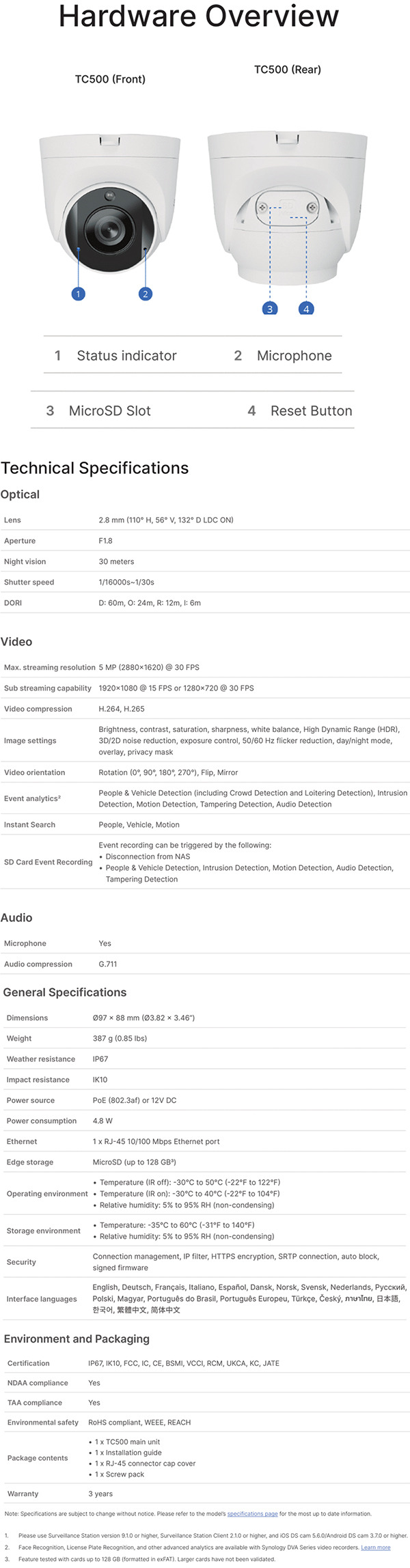 Synology TC500 2.8 mm Turret IP Camera | Computer Alliance