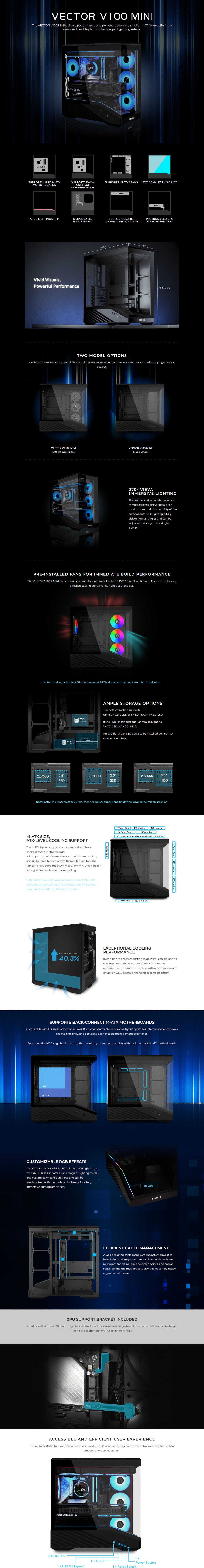 Lian Li Vector V100 MINI RGB MicroATX Case Black | Computer Alliance