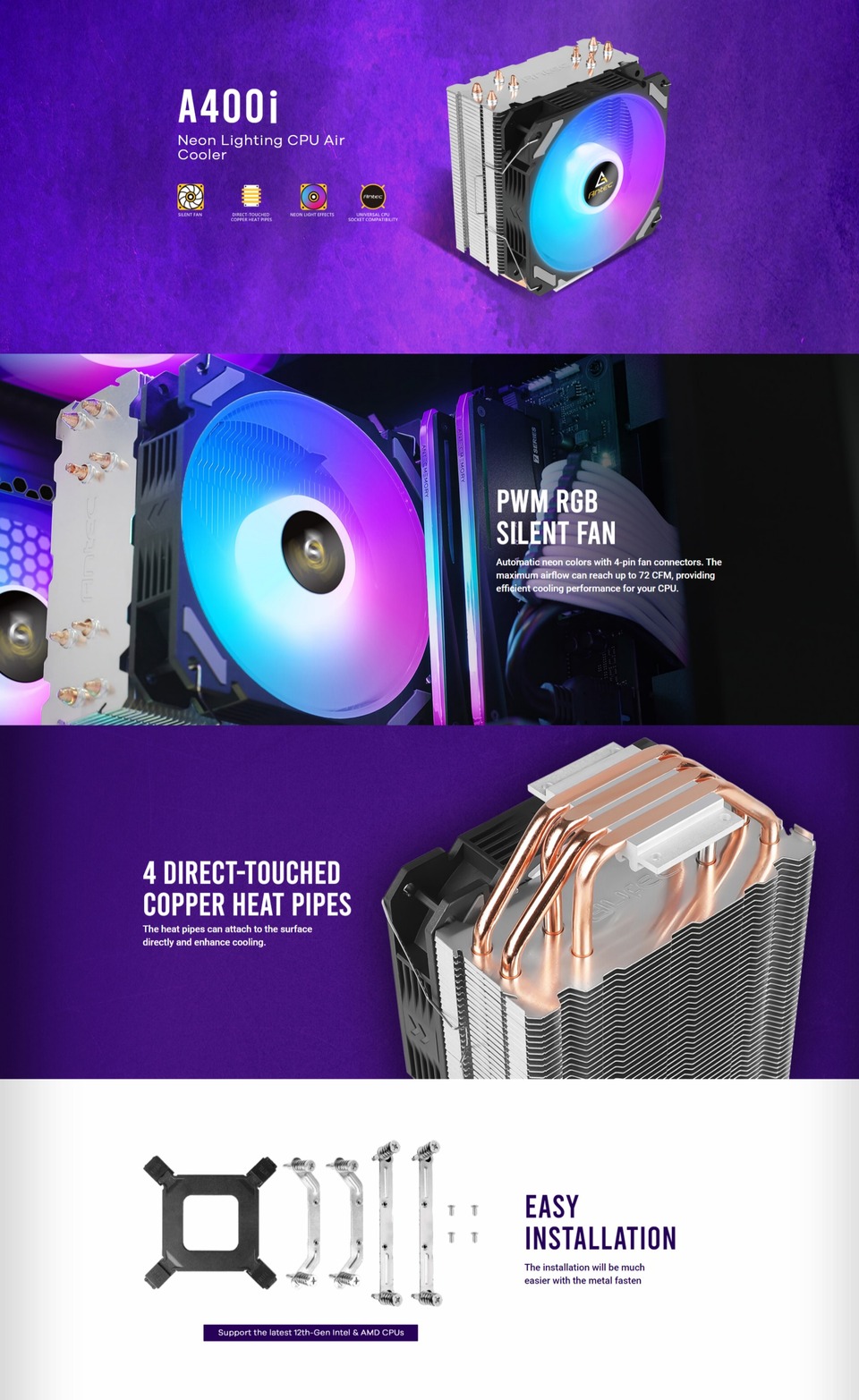 Antec A400I RGB LED CPU Cooler | Computer Alliance