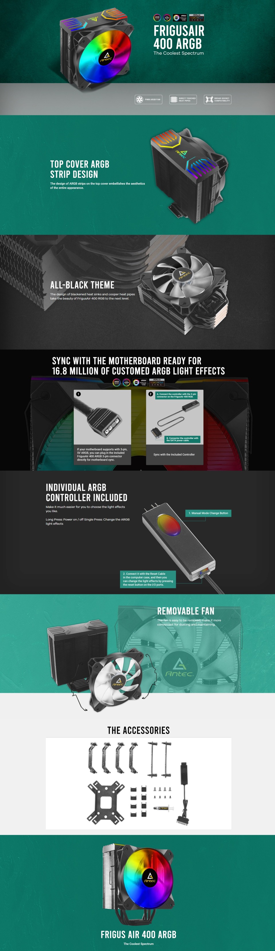 Antec FrigusAir 400 ARGB CPU Cooler | Computer Alliance