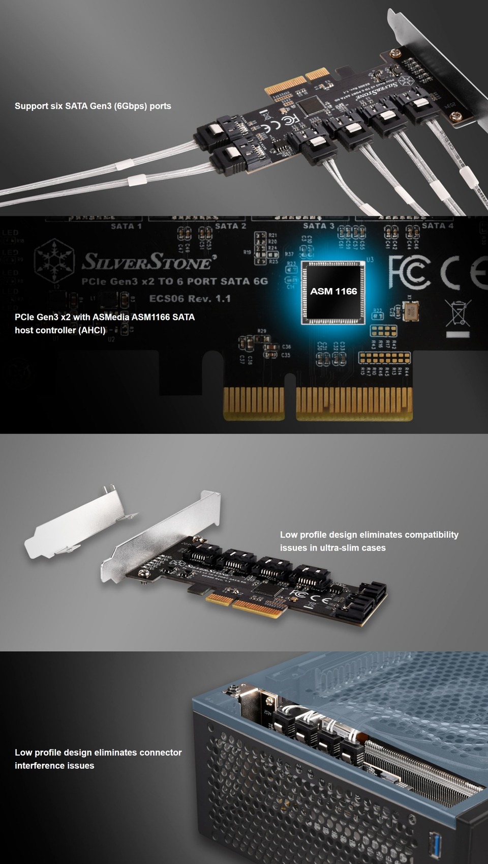 SilverStone ECS06 6-Port SATA Gen3 PCIe storage expansion card | CA