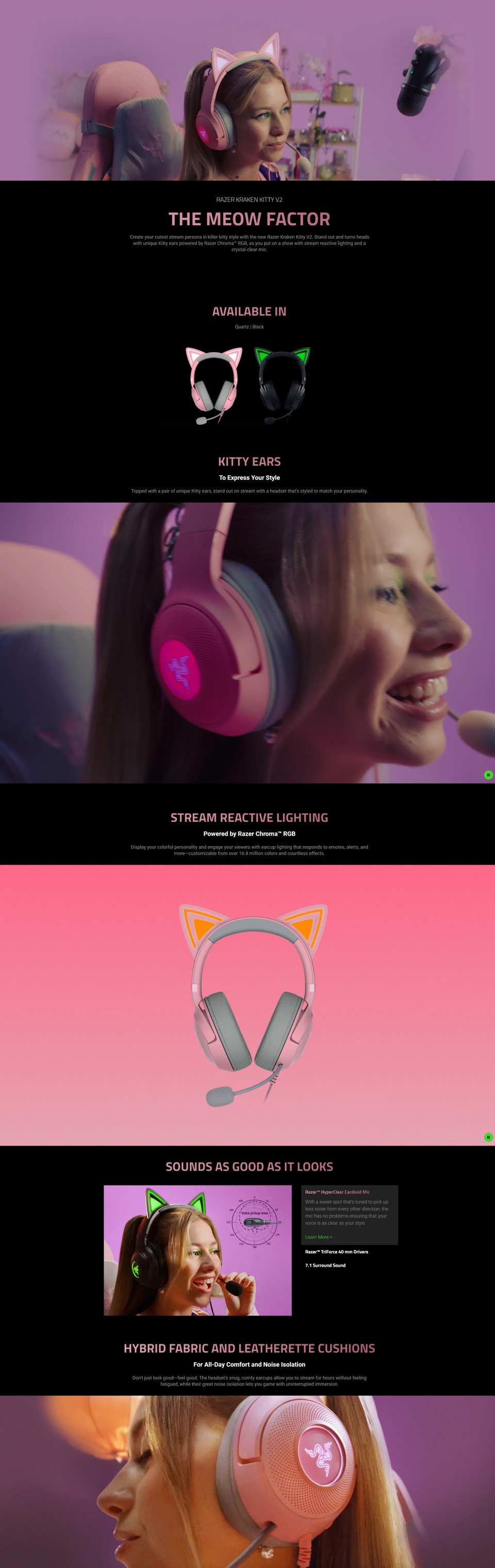 Razer Kraken Kitty V2 USB Headset with RGB Kitty Ears | Computer Alliance