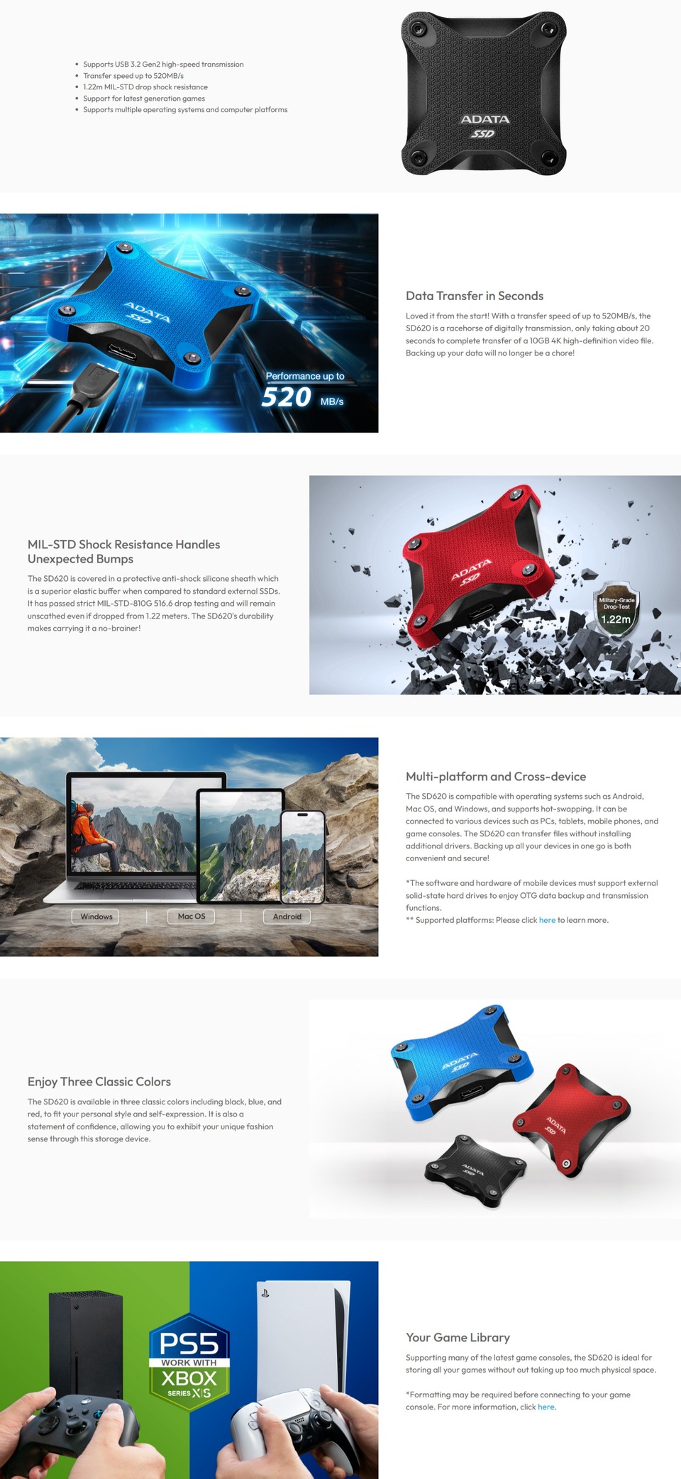 1TB AData SD620 Red External SSD SD620-1TCRD | Computer Alliance