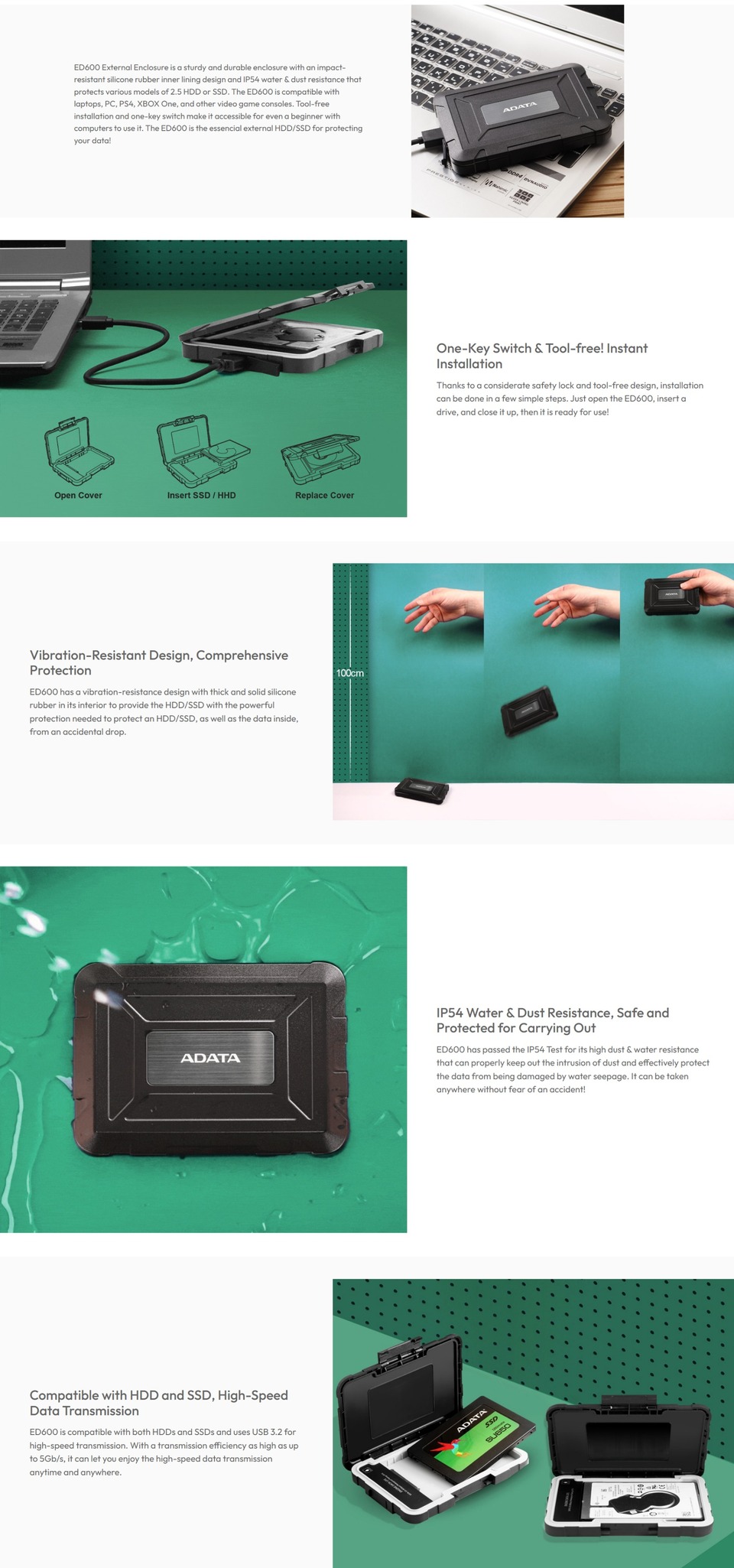 ADATA ED600 Waterproof/Impactproof 2.5" SATA External Enclosure | CA