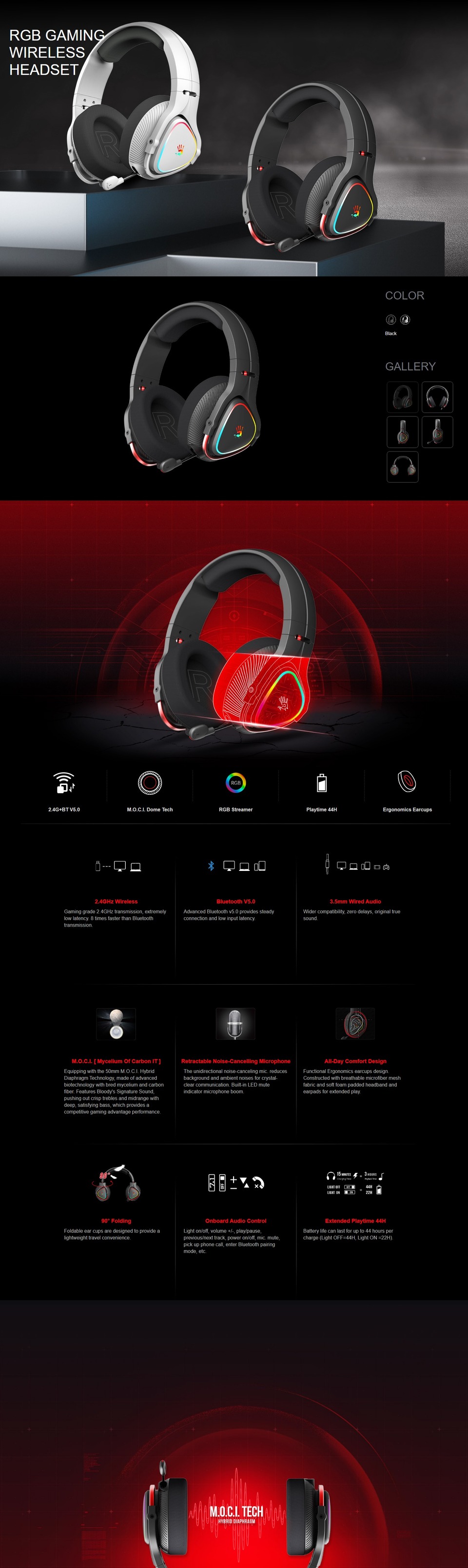 Bloody MR710-B Wireless RGB Gaming Headphone | Computer Alliance